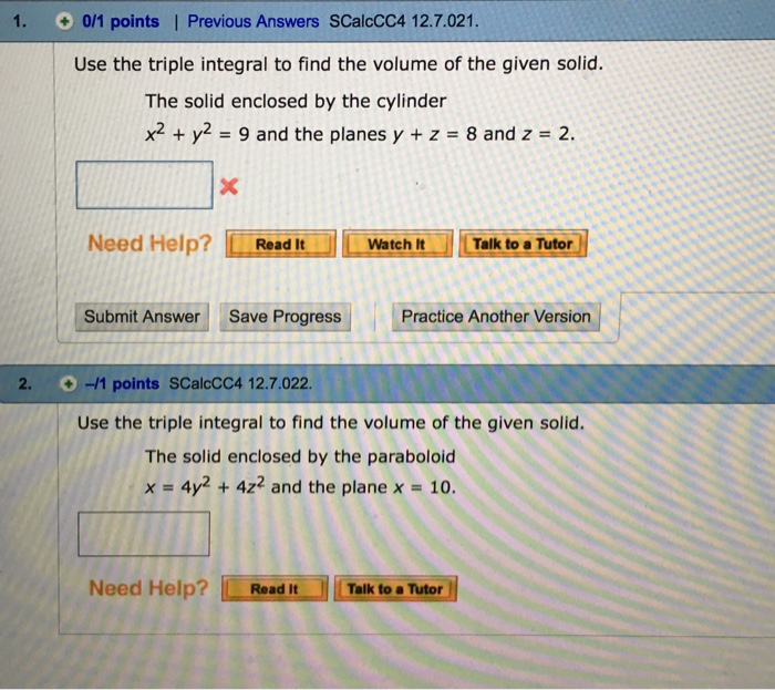Solved Use the triple integral to find the volume of the | Chegg.com