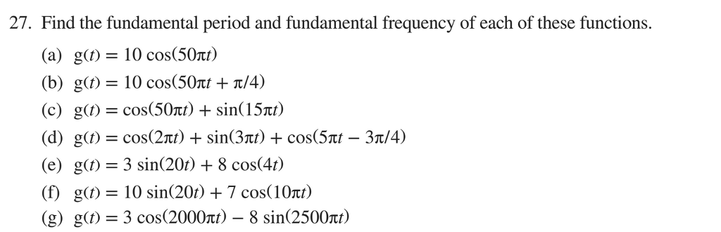 Solved 27. Find the fundamental period and fundamental | Chegg.com
