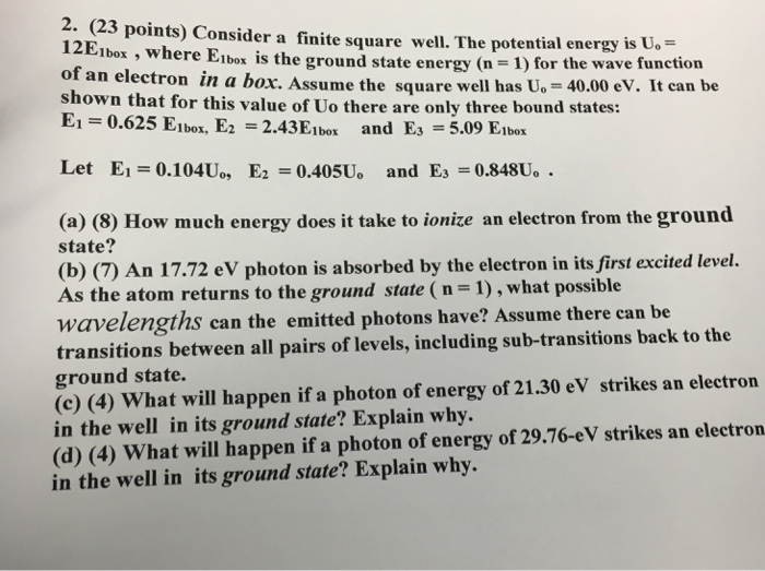 Solved Consider a finite square well. The potential energy | Chegg.com