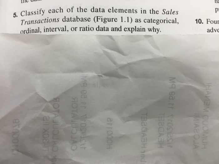 Solved classify each of the data elements in the sales 5. | Chegg.com