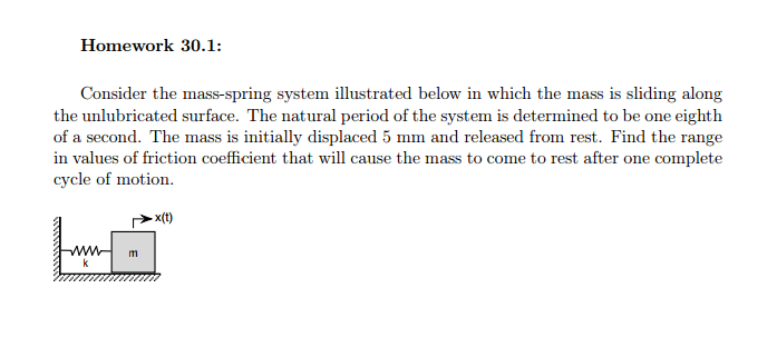 Solved Homework 30.1: Consider the mass-spring system | Chegg.com