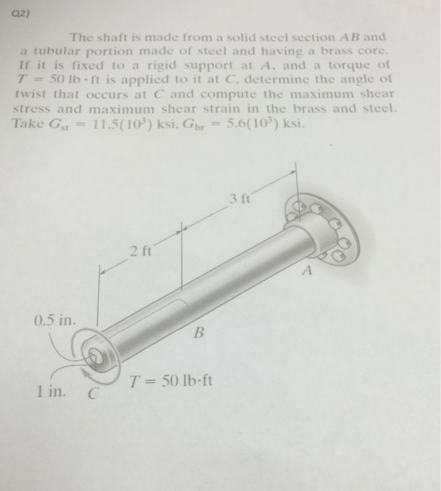 Solved The shaft is made from a solid steel section AB and a | Chegg.com