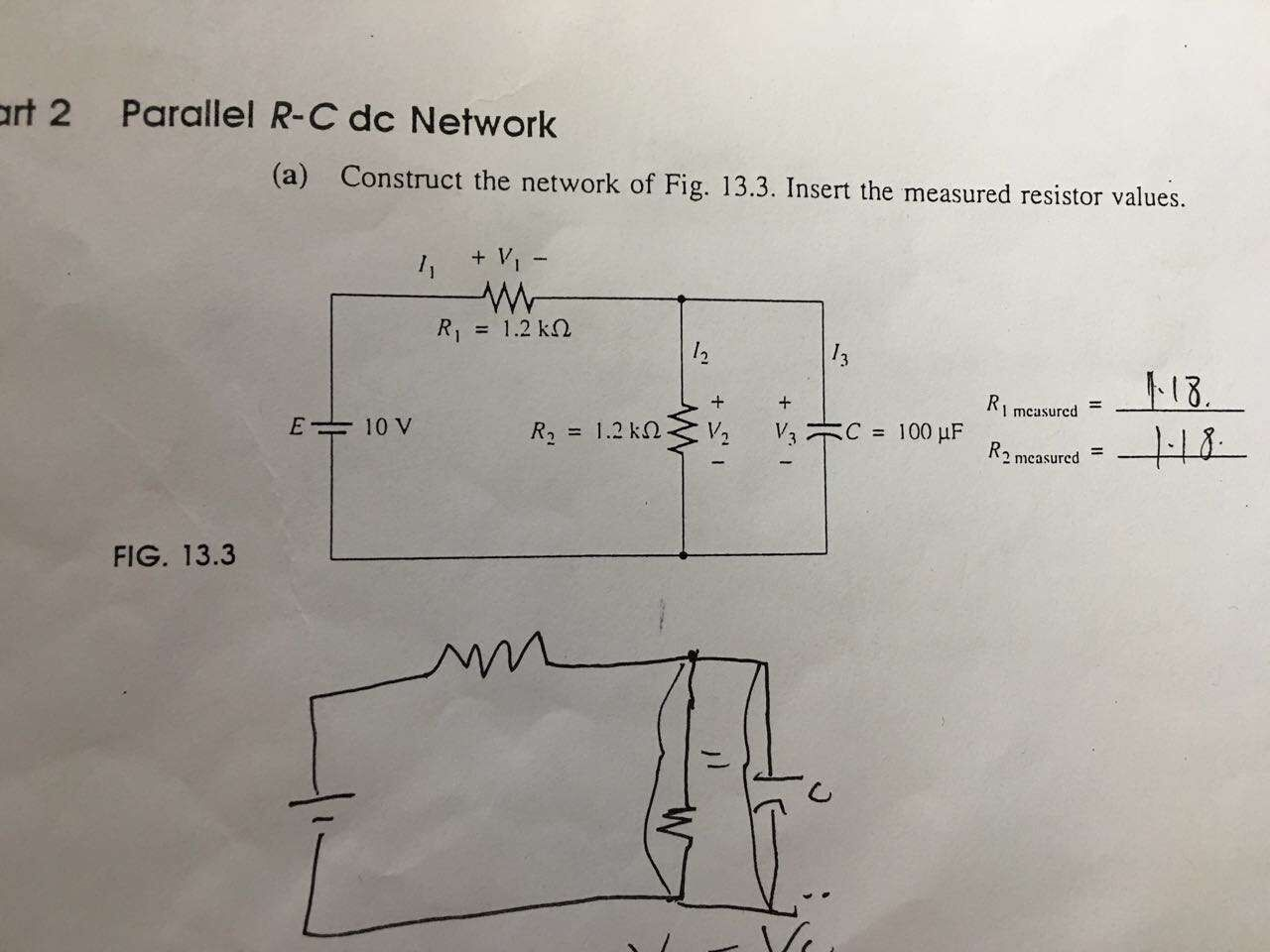 Solved art 2 Parallel R-C dc Network (a) Construct the | Chegg.com
