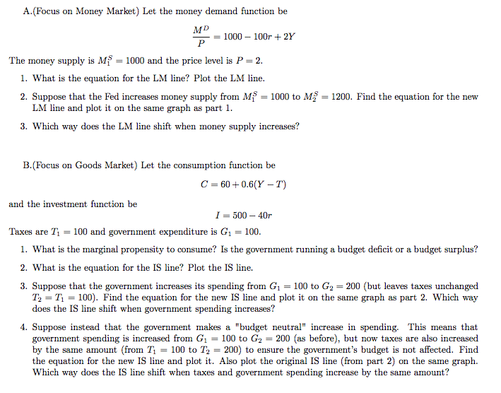 Solved Let the money demand function be M^D/P = 1000 - 100r | Chegg.com