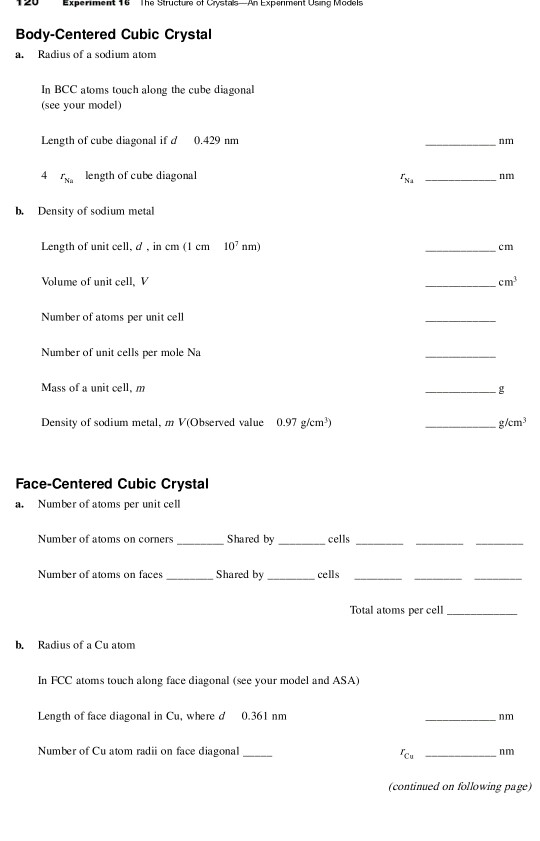 Solved Body-Centered Cubic Crystal a. Radius of a sodium | Chegg.com