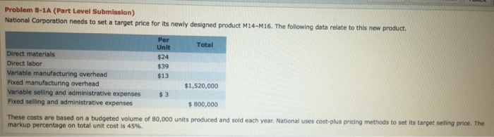 Solved a) Compute the total variable cost per unit, total | Chegg.com