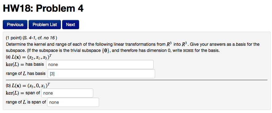 Solved Determine the kernel and range of each of the | Chegg.com