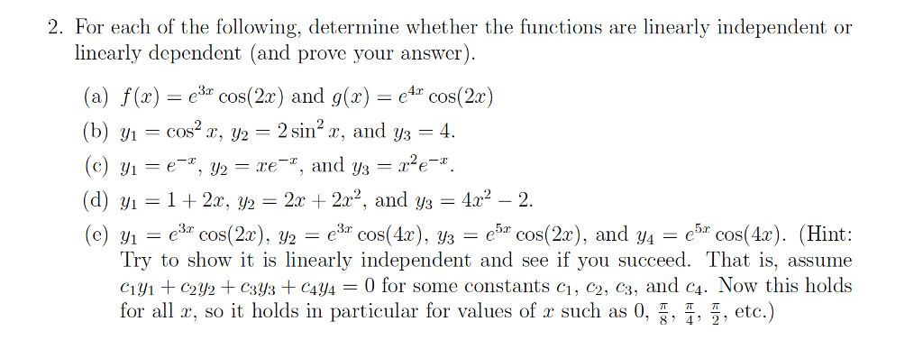 Solved For each of the following, determine whether the | Chegg.com