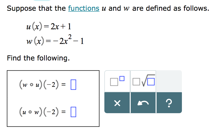 Solved Suppose that the functions u and w are defined as | Chegg.com