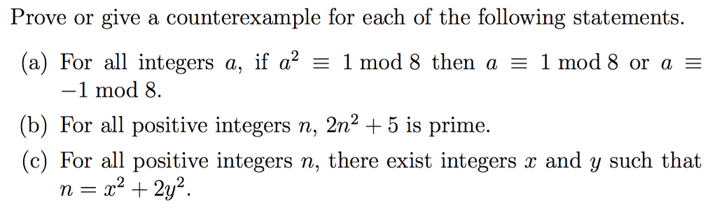 Solved Prove or give a counterexample for each of the | Chegg.com