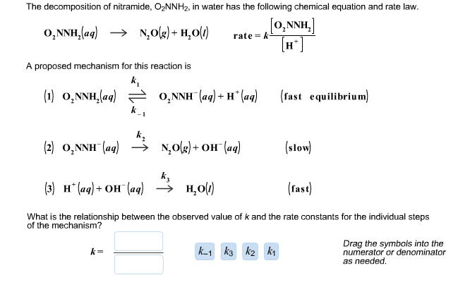 Solved The decomposition of nitramide, O2NNH2, in water has | Chegg.com