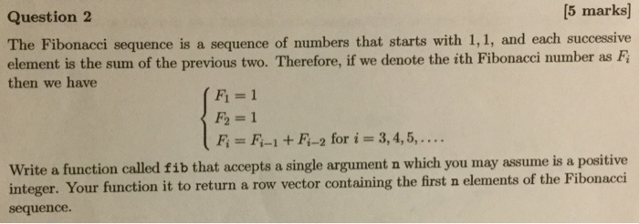 Solved Matlab Write A Function Called Fib That 2952