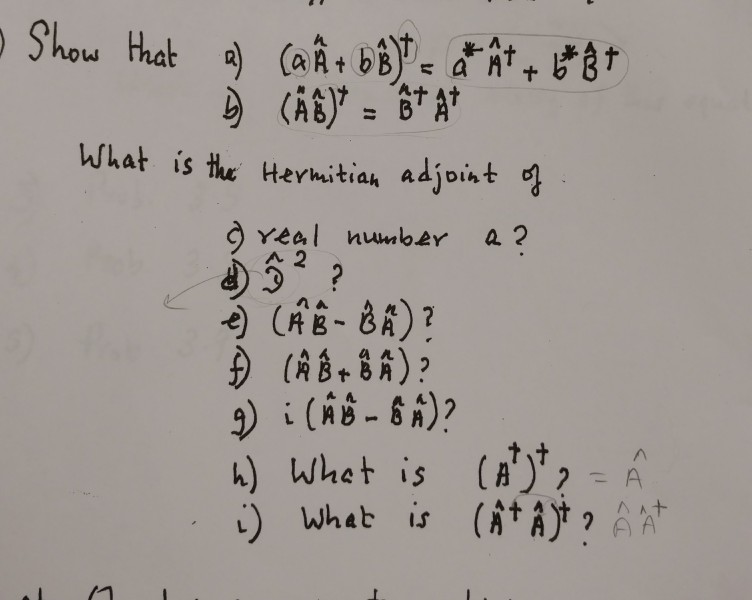 Solved What is he Hermitian adjoint 띵 Yeal number a 2 3 ·ル | Chegg.com