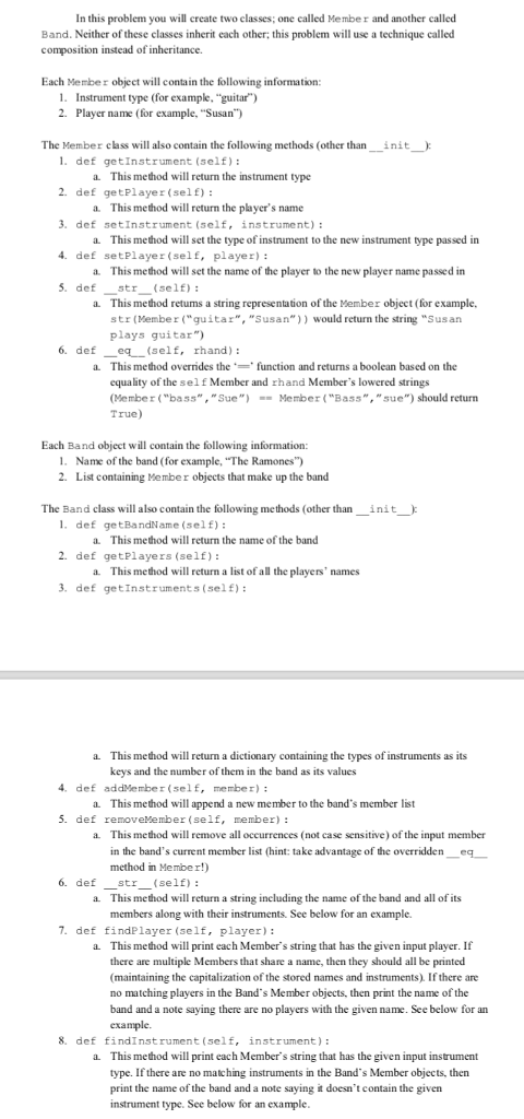 Solved In this problem you will create two classes; one | Chegg.com