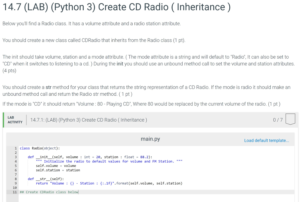 Solved 14.7 (LAB) (Python 3) Create CD Radio (Inheritance) | Chegg.com