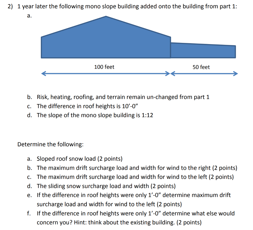 2) 1 year later the following mono slope building | Chegg.com