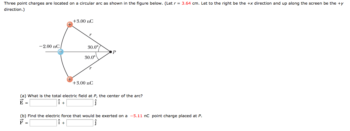 Solved Three point charges are located on a circular arc as | Chegg.com