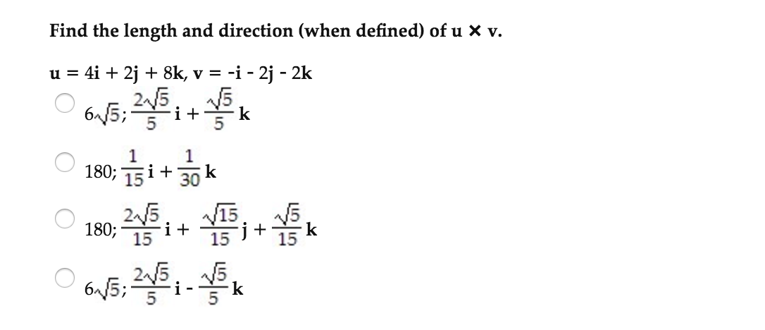 Solved Find the length and direction (when defined) of u | Chegg.com