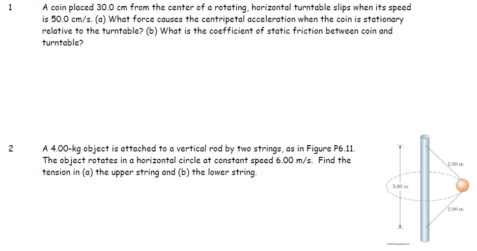 Solved A coin placed 30.0 cm from the center of a rotating, | Chegg.com