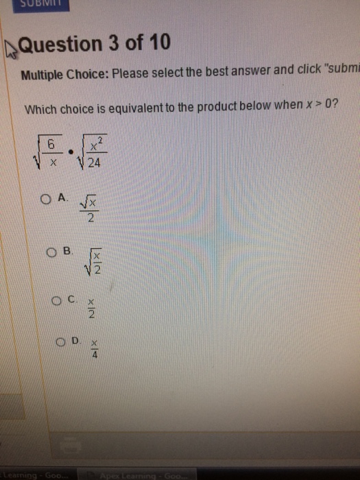 Solved Which choice is equivalent to the product below when | Chegg.com