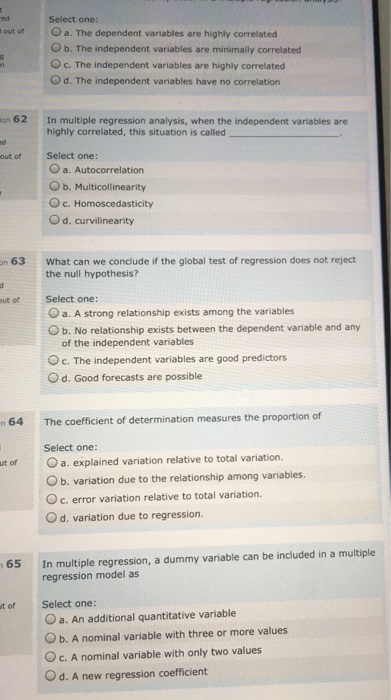 Solved The dependent variables are highly correlated The | Chegg.com