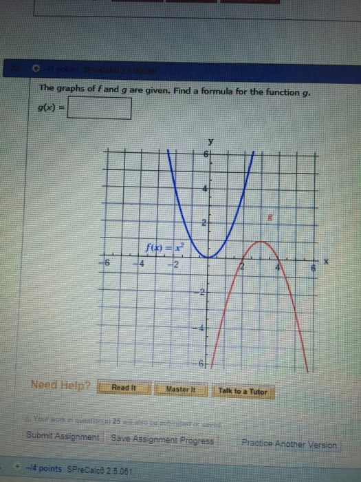 Solved The graphs of f and g are given. Find a formula for | Chegg.com