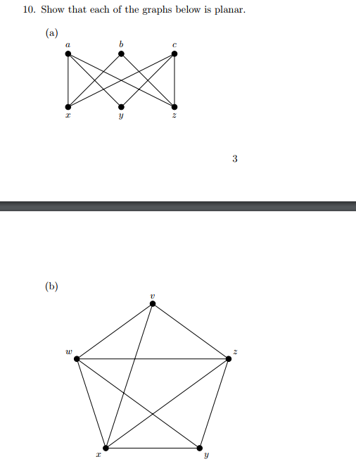 Solved 10. Show that each of the graphs below is planar 恣 3 | Chegg.com