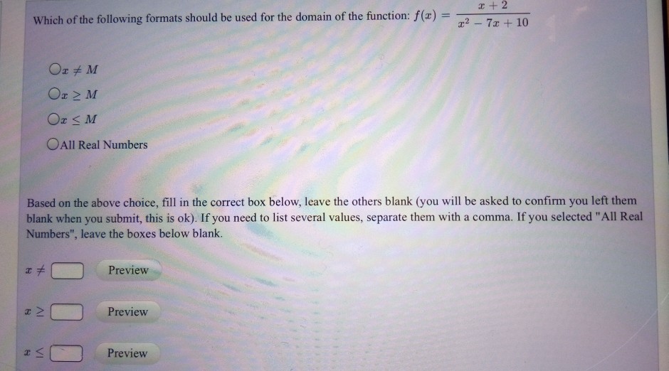 Solved Which of the following formats should be used for the | Chegg.com