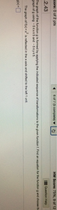 Solved The graph of the function g is formed by applying the | Chegg.com