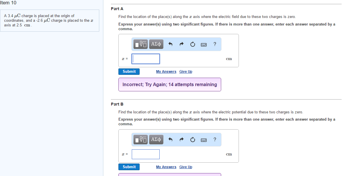 Solved A 3.4 mu C charge is placed at the origin of | Chegg.com