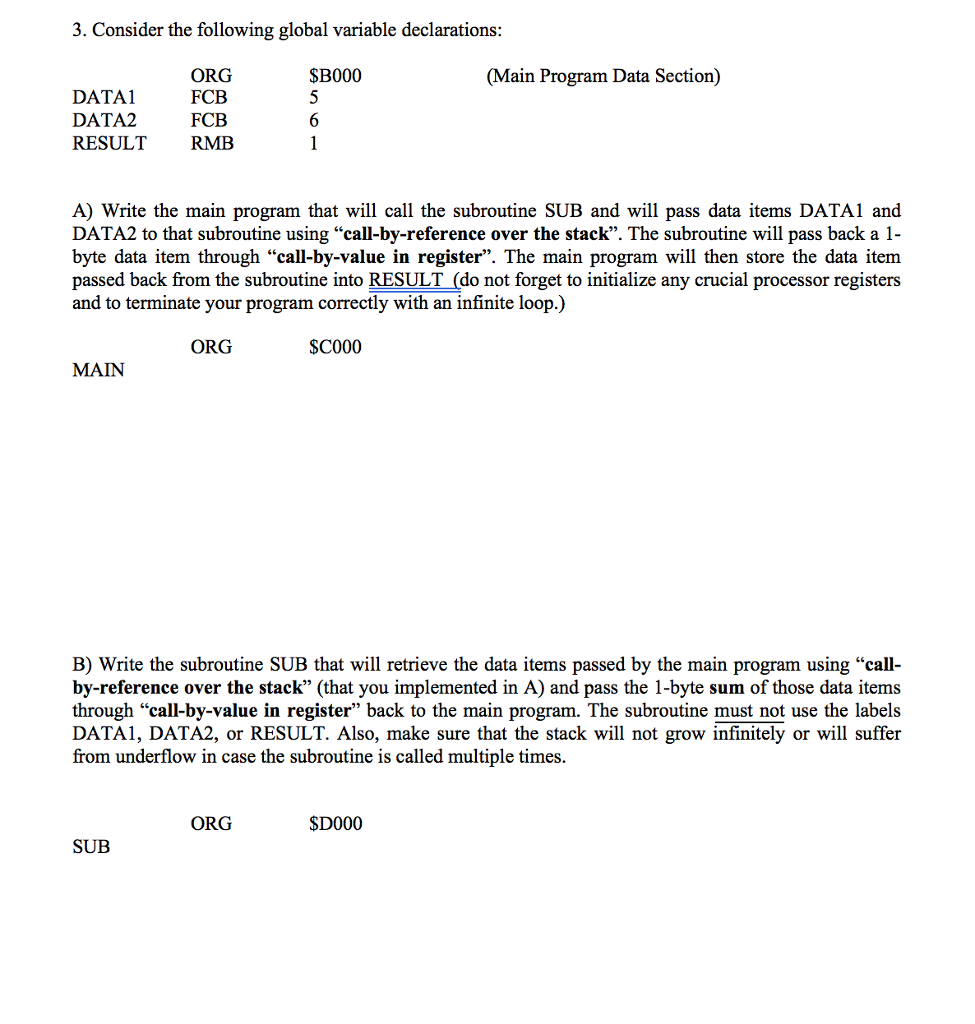 Solved 3. Consider the following global variable | Chegg.com