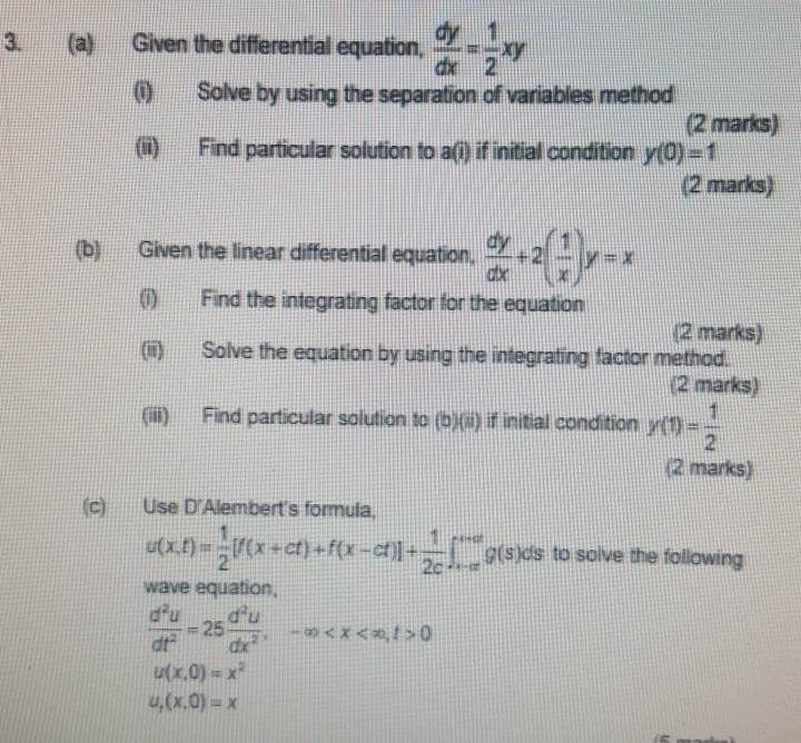 Solved 3. (a) Given the differential equation, dx 2 0 Solve | Chegg.com