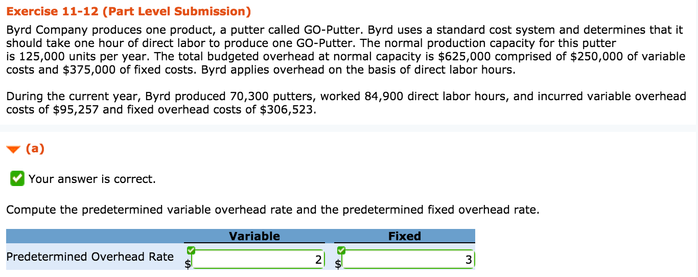 Solved Exercise 11-12 (Part Level Submission) Byrd Company | Chegg.com