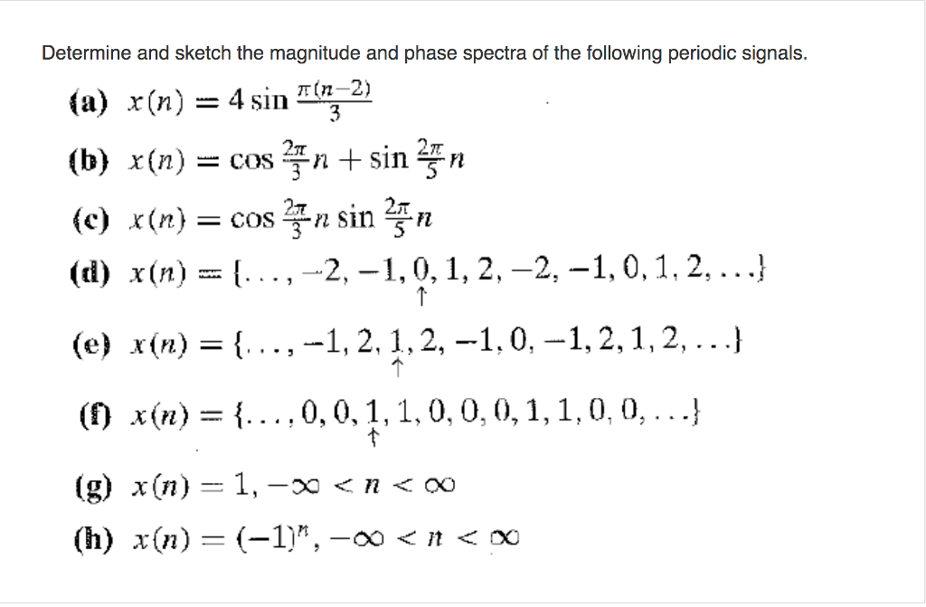 Solved Determine and sketch the magnitude and phase spectra | Chegg.com