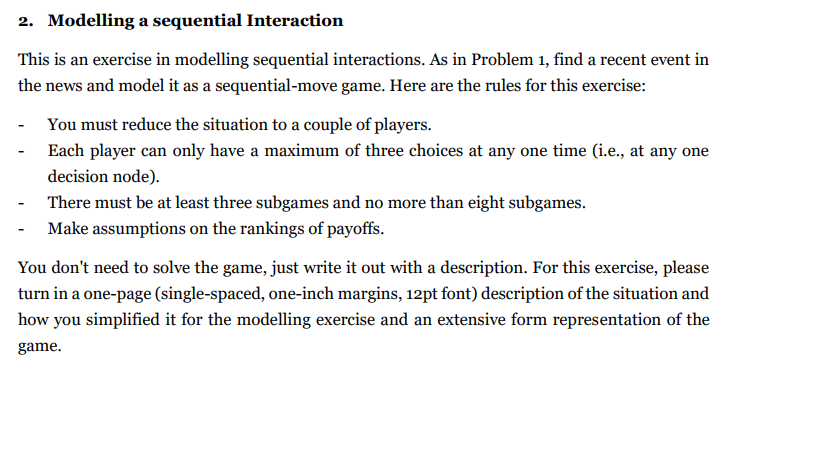Solved 2. Modelling a sequential Interaction This is an | Chegg.com