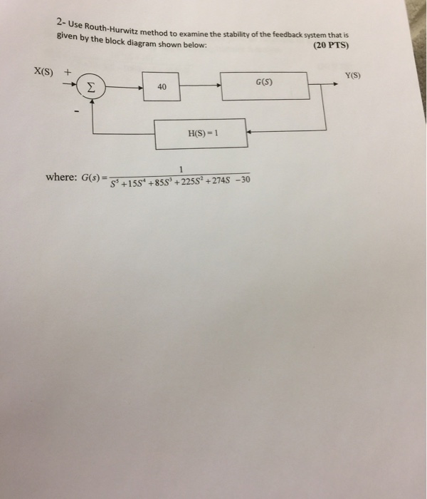 Solved Use Routh-Hurwitz method to examine the stability of | Chegg.com