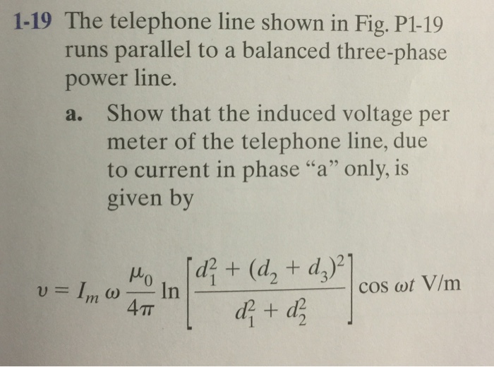 Solved 1-19 The telephone line shown in Fig. P1-19 runs | Chegg.com