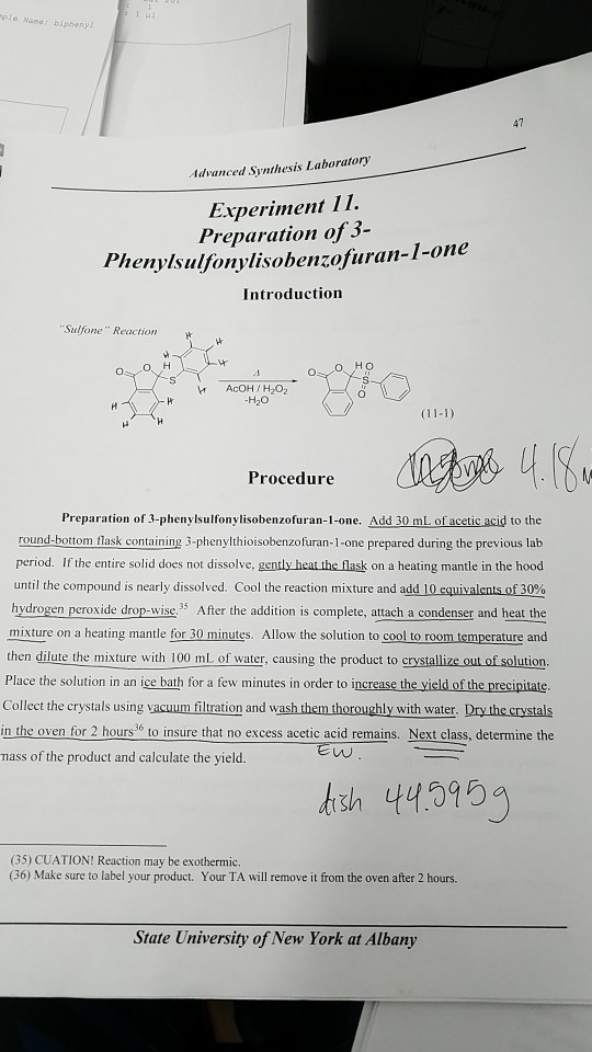 Solved plo Nano: biphenyl 47 Advanced Synthesis Laboratory | Chegg.com