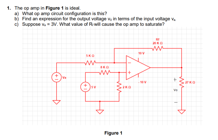 Solved 1. The op amp in Figure 1 is ideal. a) What op amp | Chegg.com