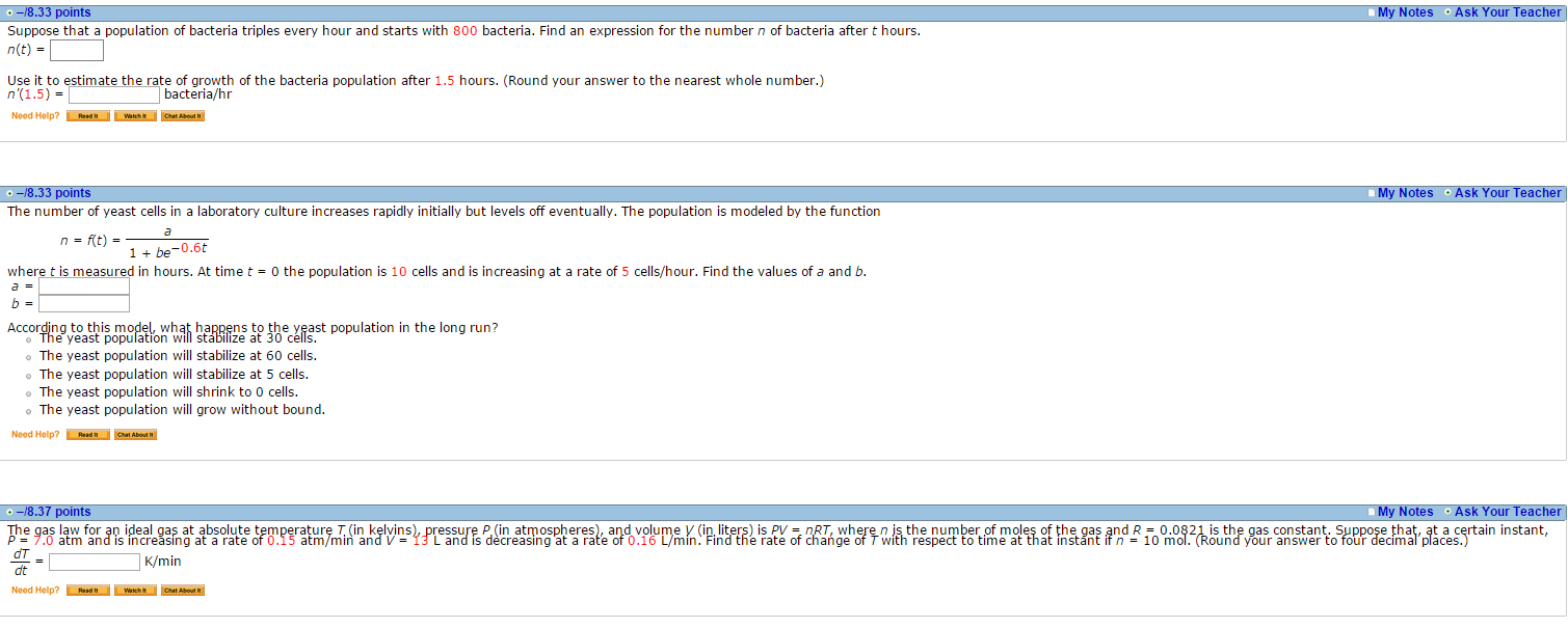 Solved Suppose that a population of bacteria triples every | Chegg.com