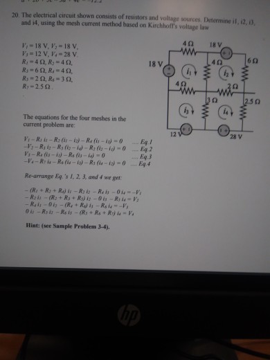 Solved 20. The electrical circuit shown consists of | Chegg.com