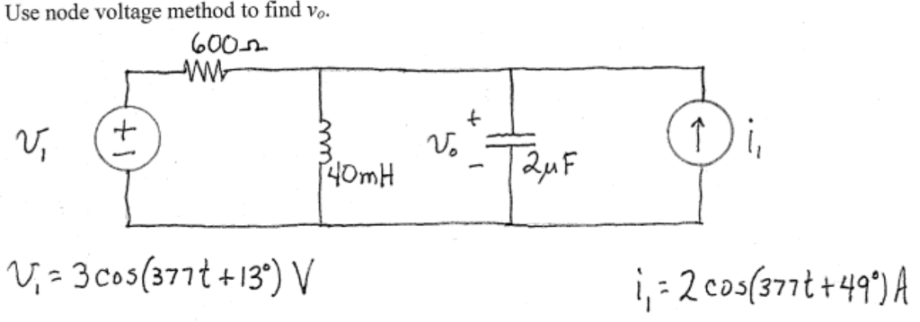 Solved Use node voltage method to find vo 000-n 40mH | Chegg.com