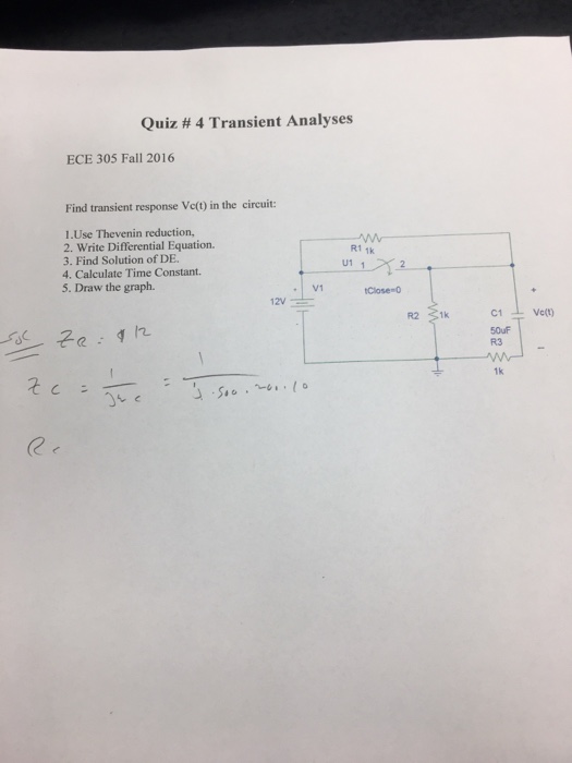 Solved Find transient response Vc(t) in the circuit: Use | Chegg.com