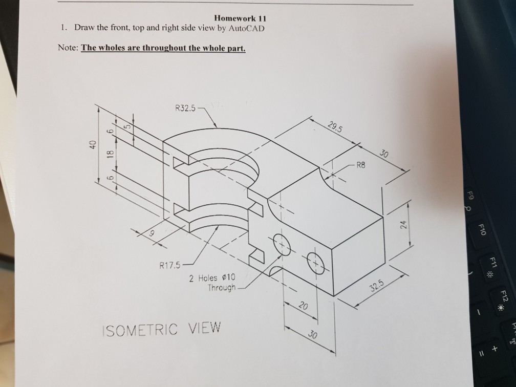 Solved Homework 11 Draw the front, top and right side view | Chegg.com