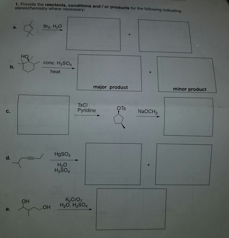 Solved Provide the reactants, conditions and/or products for | Chegg.com