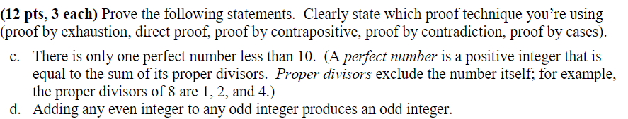 Solved Prove the following statements. Clearly state which | Chegg.com