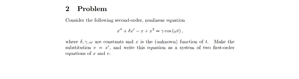 Solved Consider the following second-order, nonlinear | Chegg.com