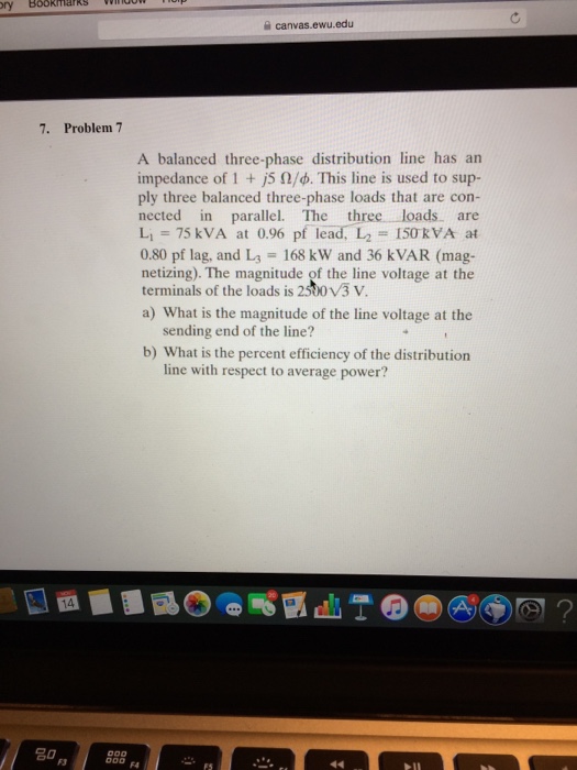 Solved A balanced three-phase distribution line has an | Chegg.com