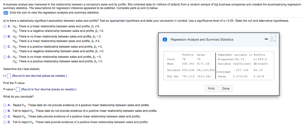 Solved A Business Analyst Was Interested In The Relationship