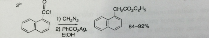 Solved CCI 1) CH2N 2) PhCO2Ag EtOH CH2CO2C2H5 84-92% | Chegg.com
